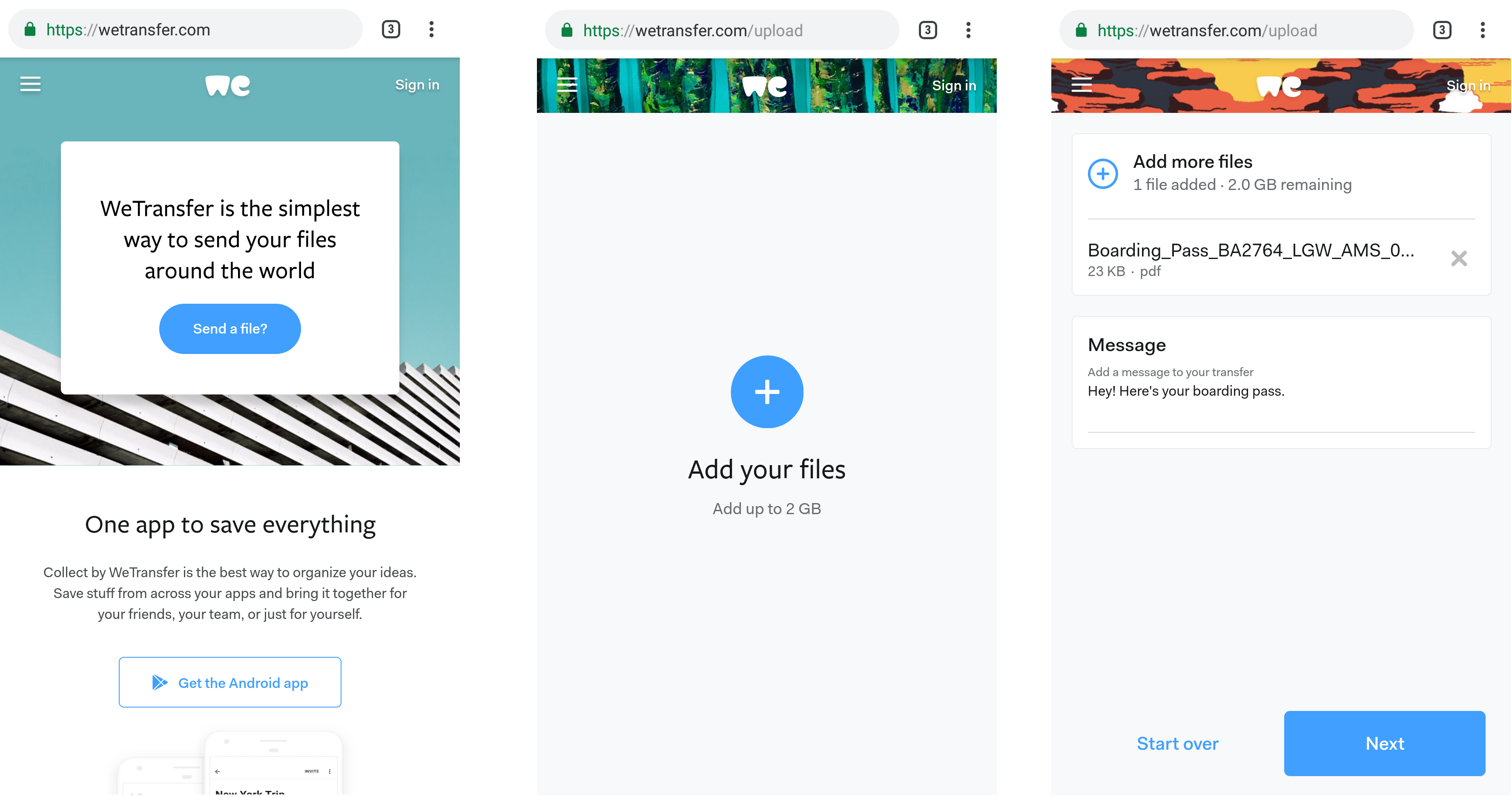 How to transfer from your mobile browser – WeTransfer Support